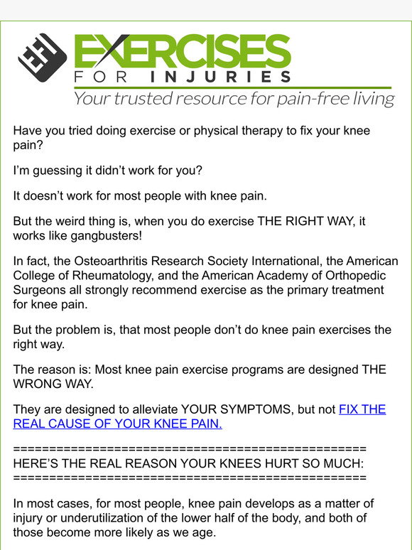 Exercises For Injuries: the REAL cause of your knee pain (and the REAL ...