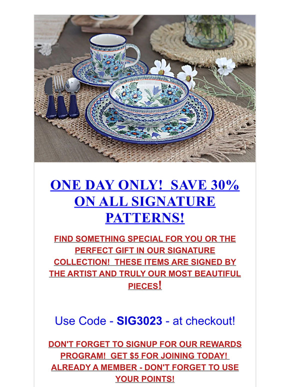 Blue Rose Pottery: SAVE 30% ON ALL SIGNATURE PATTERNS TODAY - ADD TO ...