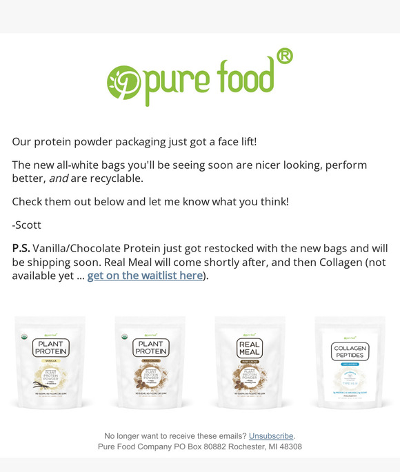 Pure Food Company: Check Out Our New Protein Packaging | Milled