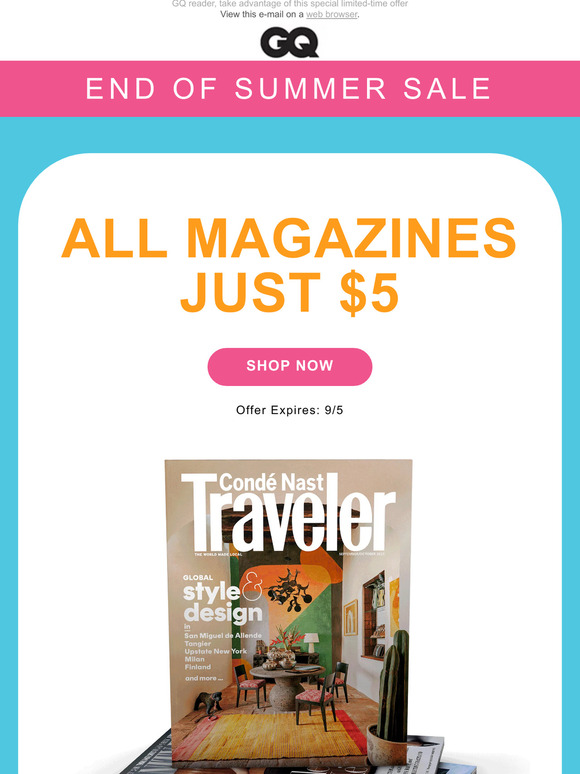 GQ magazine: Don't Miss Our End-of-Summer Sale: All Magazines Just $5 ...