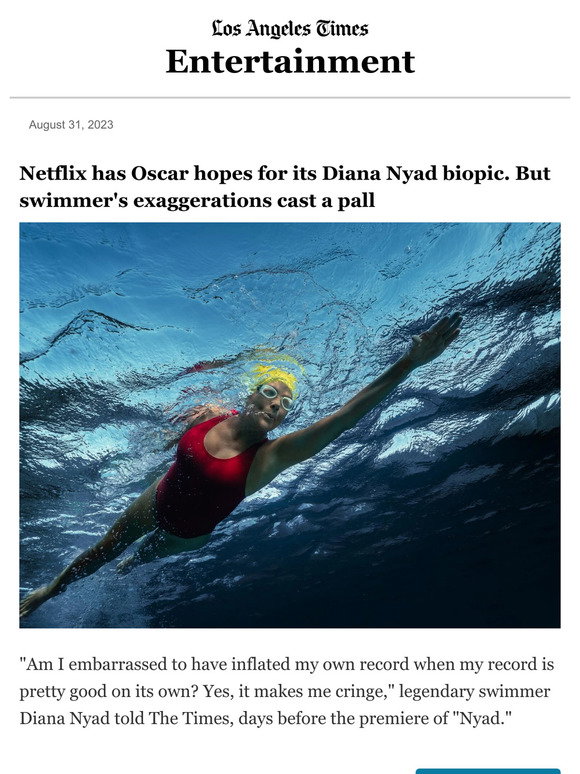 Los Angeles Times: Netflix has Oscar hopes for its Diana Nyad biopic ...