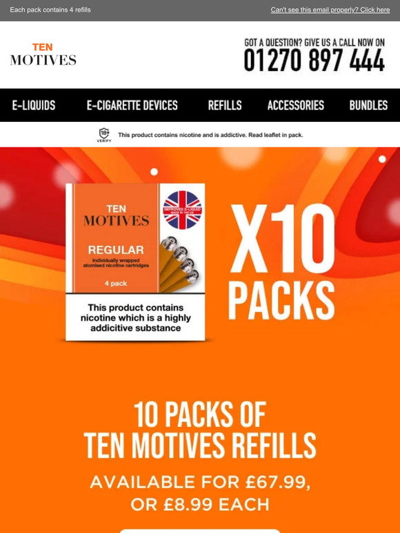 Ten Motives: 10 Packs of Ten Motives Refills for £67.99, or £8.99 each ...