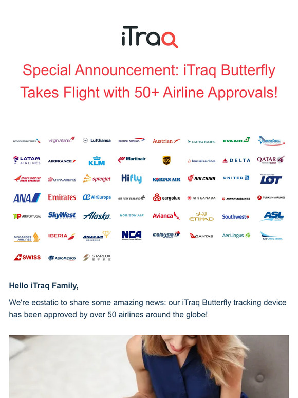 iTraq: iTraq Butterfly Now Approved by 50+ Airlines! | Milled