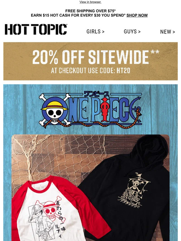 Hot Topic: Set sail with the latest One Piece styles 🏴‍☠️ | Milled