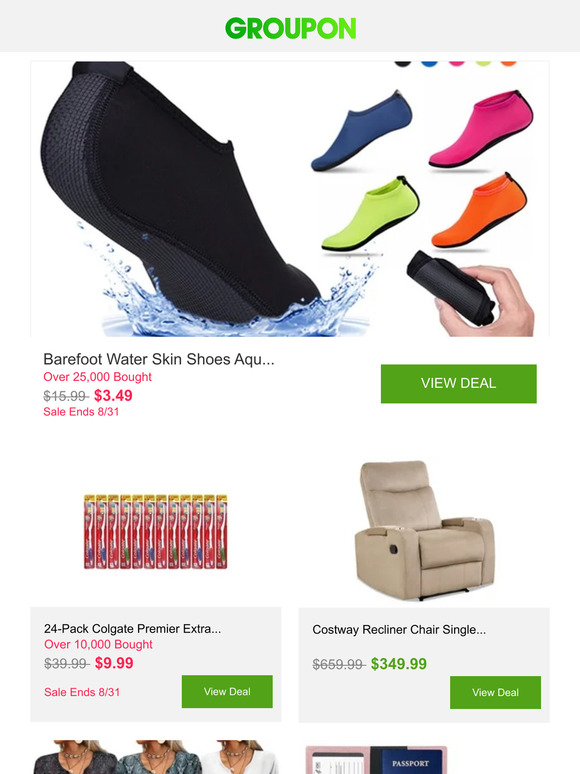 Groupon: Barefoot Water Skin Shoes Aqu... | 24-Pack Colgate Premier ...