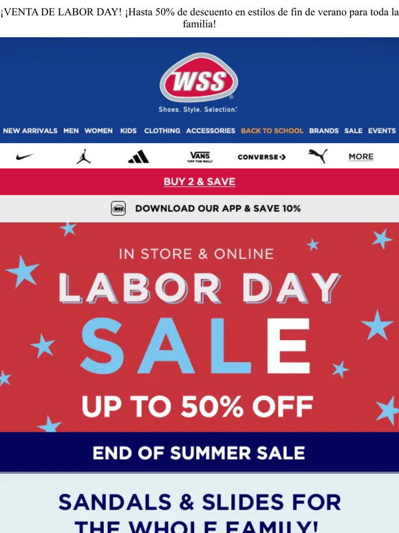 WSS: LABOR SALE! Up to 50% off end of summer styles for the whole fam ...
