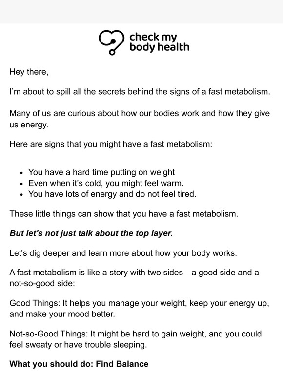 Check My Body Health: Why understanding your metabolism is crucial for ...
