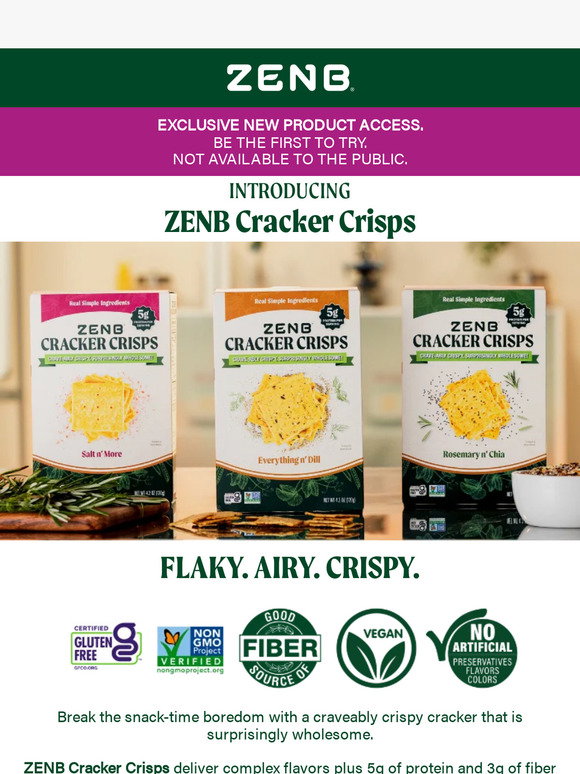 ZENB: *NEW * ZENB Cracker Crisps Inside ️ Flaky. Airy. Crispy. | Milled