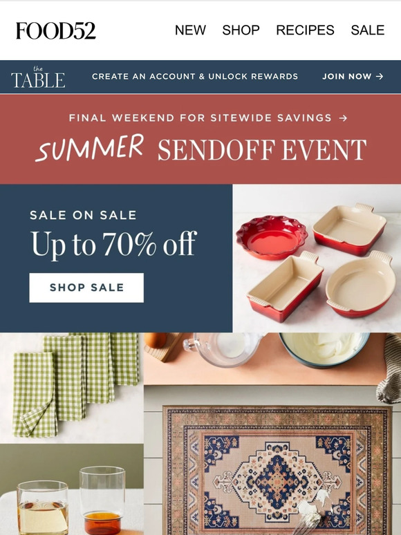 Food52: Up to 70% off SALE is still going—but not for long. | Milled