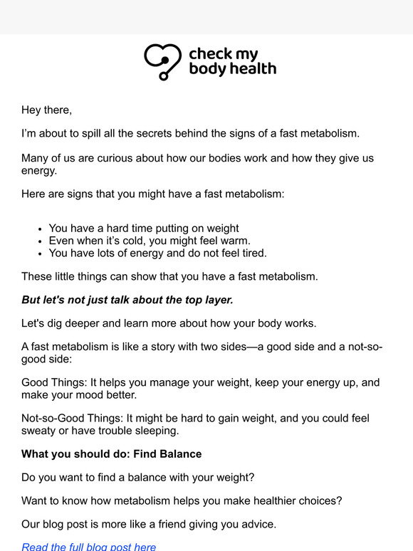 Check My Body Health: Why understanding your metabolism is crucial for ...