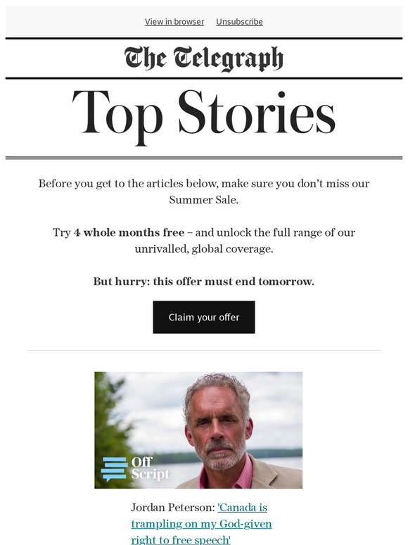 The Telegraph: Jordan Peterson: 'Canada is trampling on my God-given ...