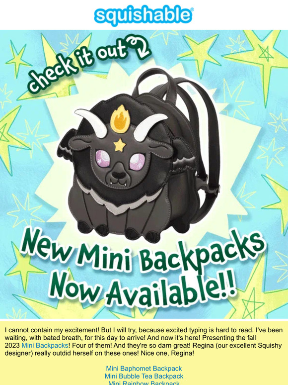 Squishable: Just dropped! 4 new Mini Backpacks! & some Tie Dye Reapers! Yes! | Milled