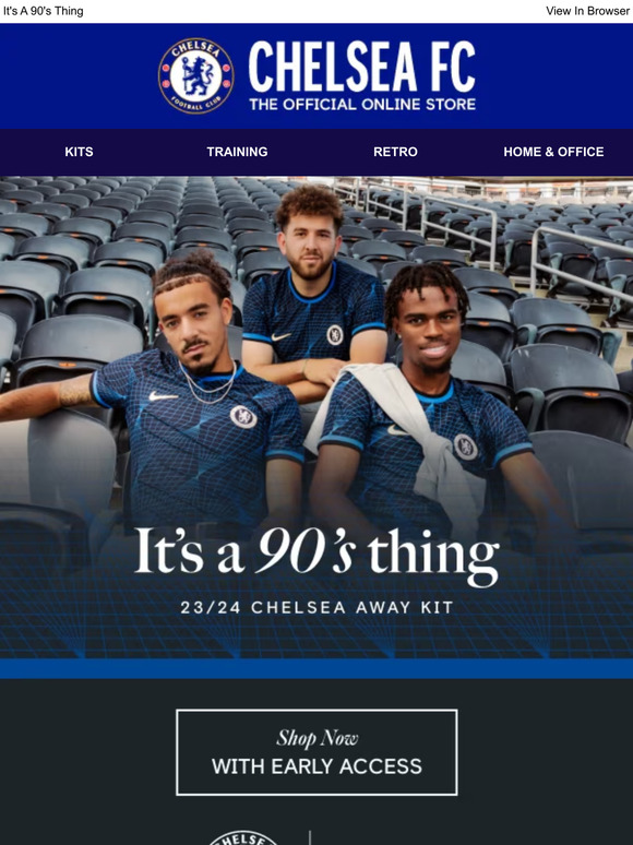 Chelsea Megastore: Out Now! New Away Kit 23/24 – Early Access | Milled