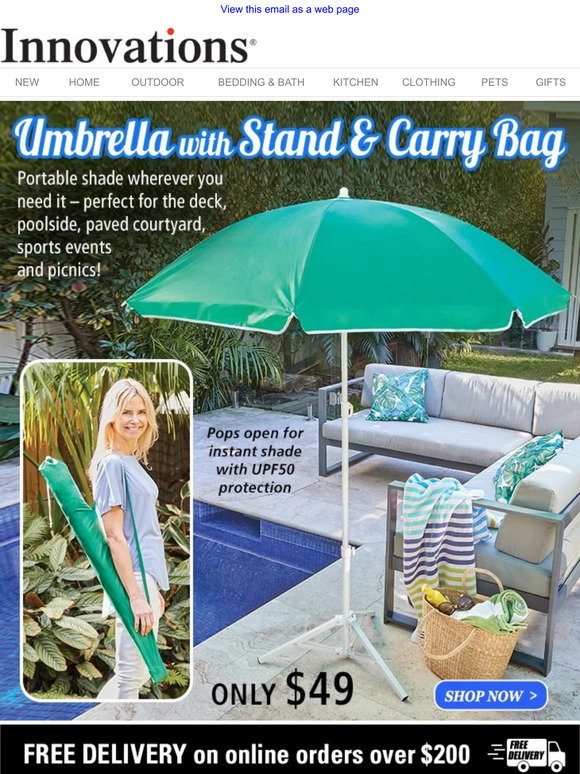 Innovations: Umbrella with Stand & Carry Bag | Perfect for the deck ...