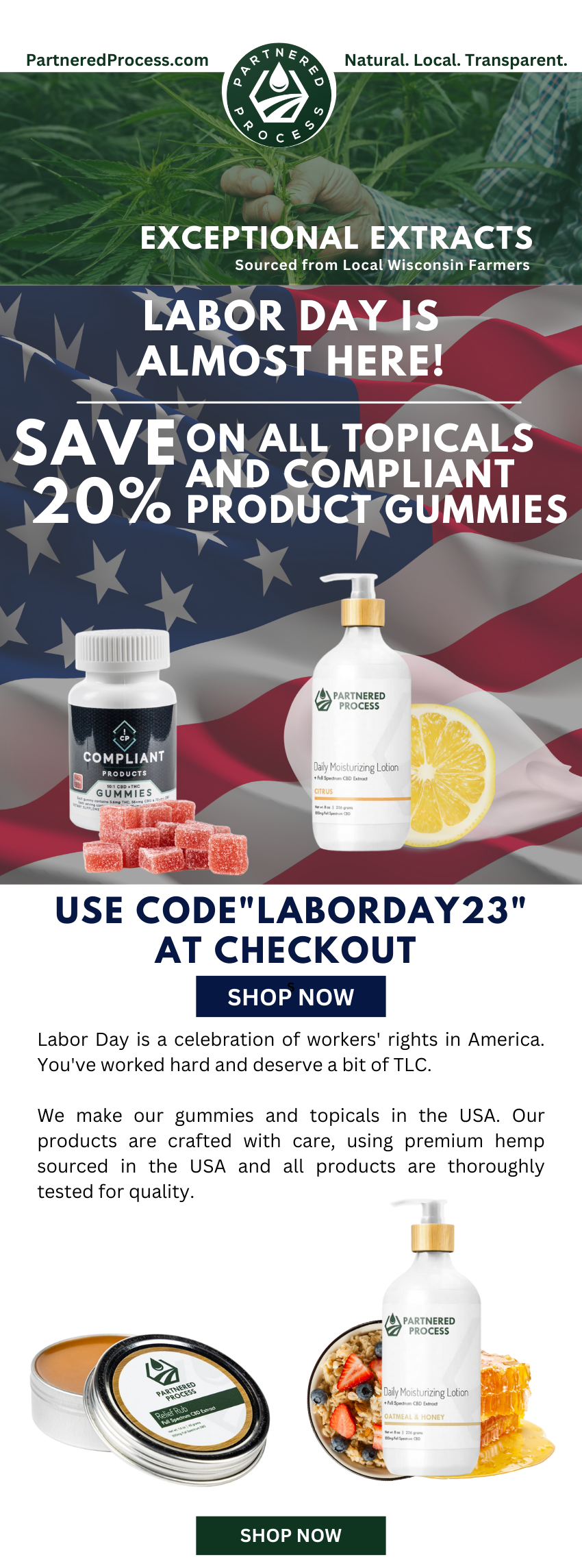 Partnered Process LLC: Celebrate Labor Day with Premium Hemp! | Milled