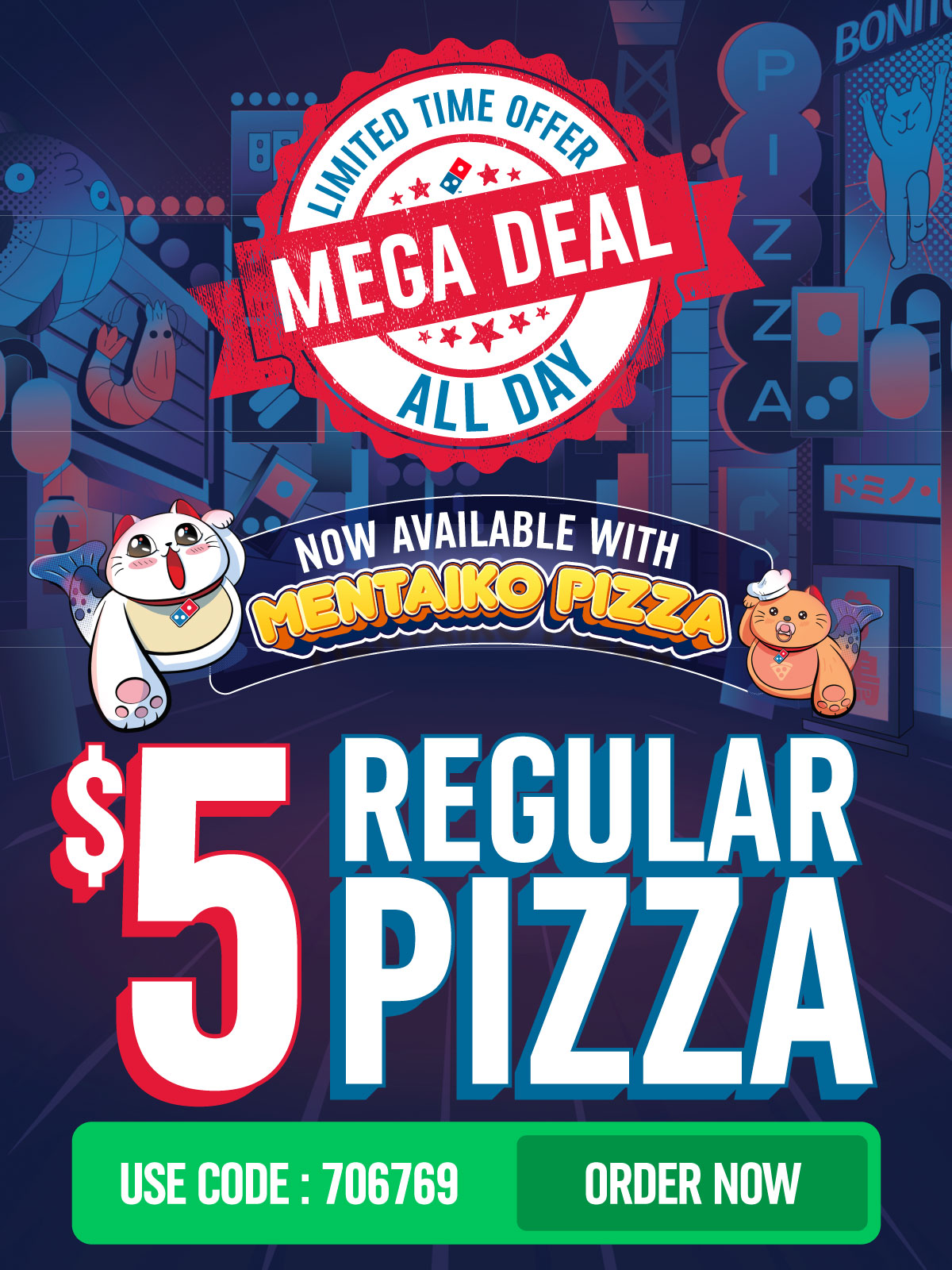 Domino's Pizza: $5 Pizza Mega Deal - Now available with Mentaiko Pizzas ...