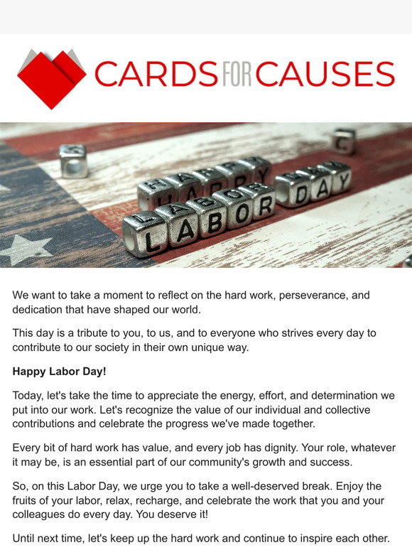 Cards for Causes: Happy Labor Day From Cards For Causes | Milled