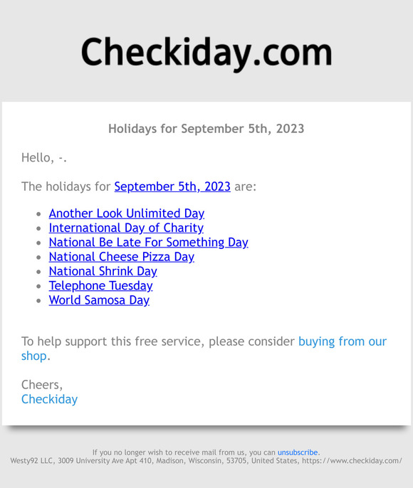 Checkiday: Holidays for September 5th, 2023! 📅🎉 | Milled
