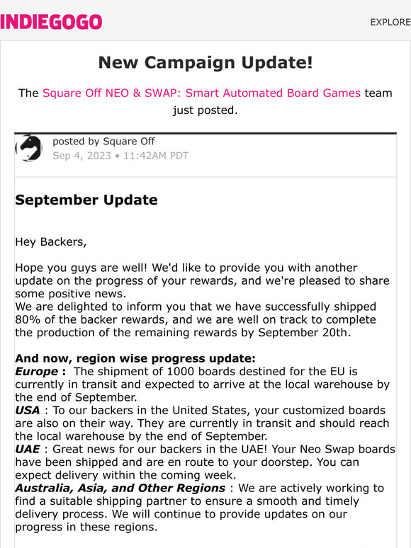 Indiegogo: 📢 Update #46 from Square Off NEO & SWAP: Smart Automated ...