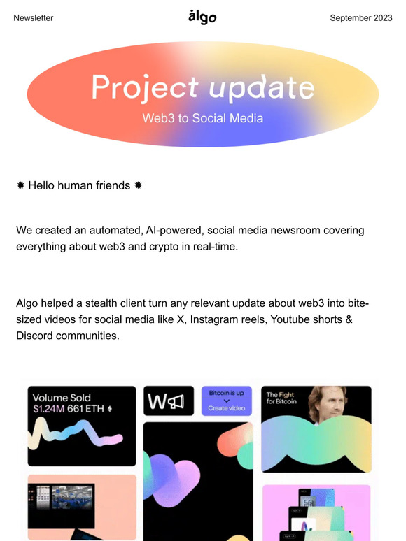 Algo: Project Update from Web3 to Social Media | Milled