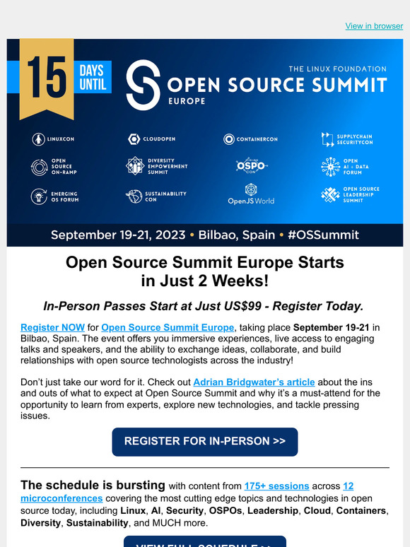 The Linux Foundation Open Source Summit Europe Is 2 Weeks Away Register Now Milled