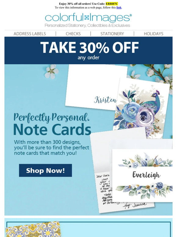 Colorful Images: HUNDREDS of personalized note card designs, all 30% ...