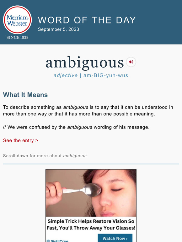Merriam-Webster: Ambiguous - plus, Another Ten Ways to Improve Your ...