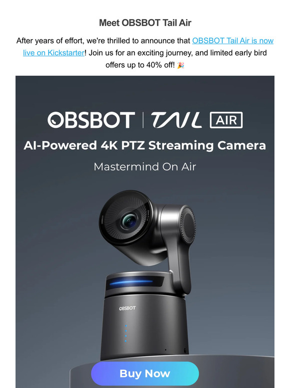 OBSBOT: OBSBOT Tail Air is Now on Kickstarter! | Milled