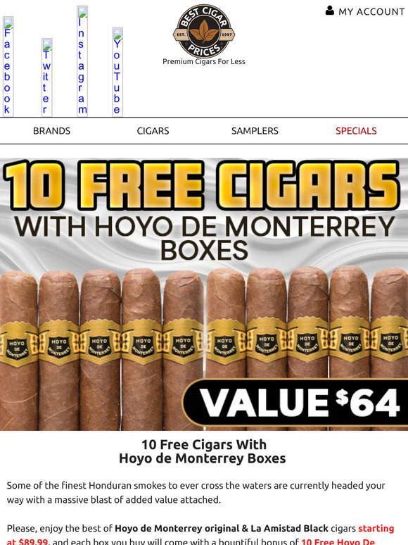 Best Cigar Prices: ⛵ 10 Free Cigars With Hoyo de Monterrey Boxes ⛵ | Milled