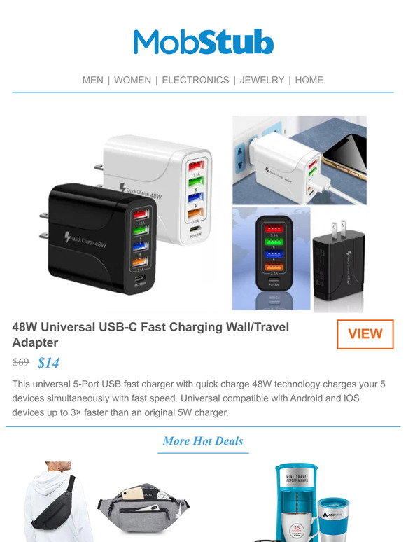 MobStub: HOT DEAL: 48W Universal USB-C Fast Charging Wall/Travel ...