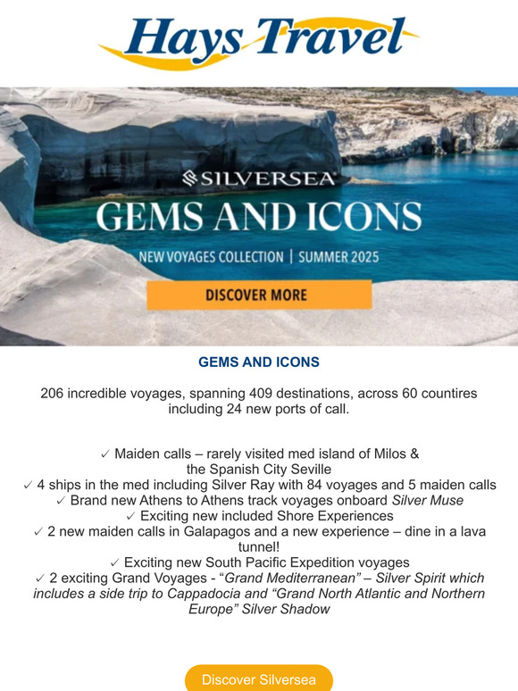 Hays Travel: Gems and Icons of 2025 with Silversea Cruises | Milled