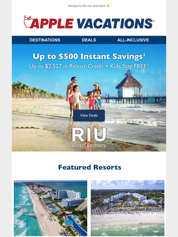 Apple Vacations: Ready, Set, Go – Visit Riu Hotels & Resorts with Up to ...