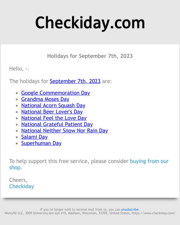 Checkiday: Holidays for September 7th, 2023! 📅🎉 | Milled