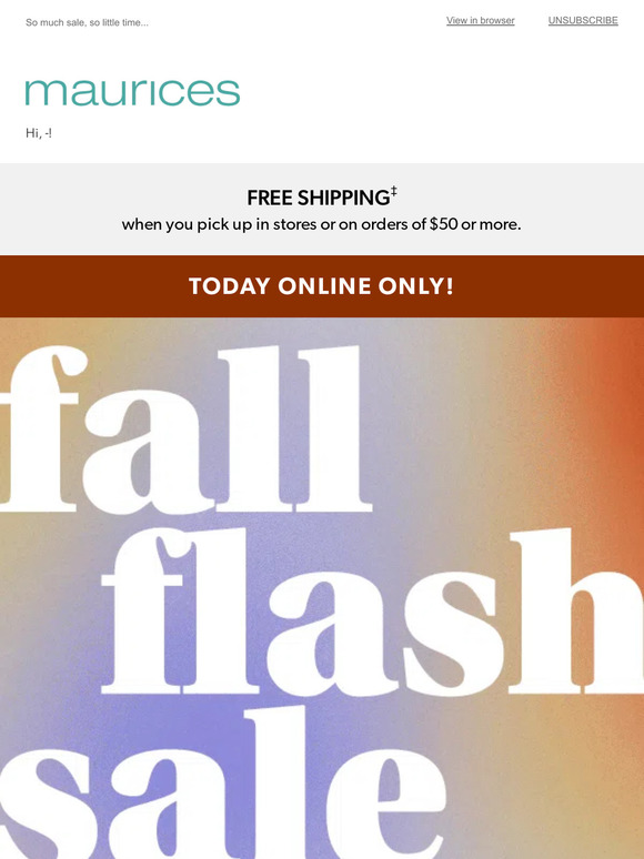 maurices.com: TODAY ONLY: $14 fall FLASH SALE ⚡ | Milled