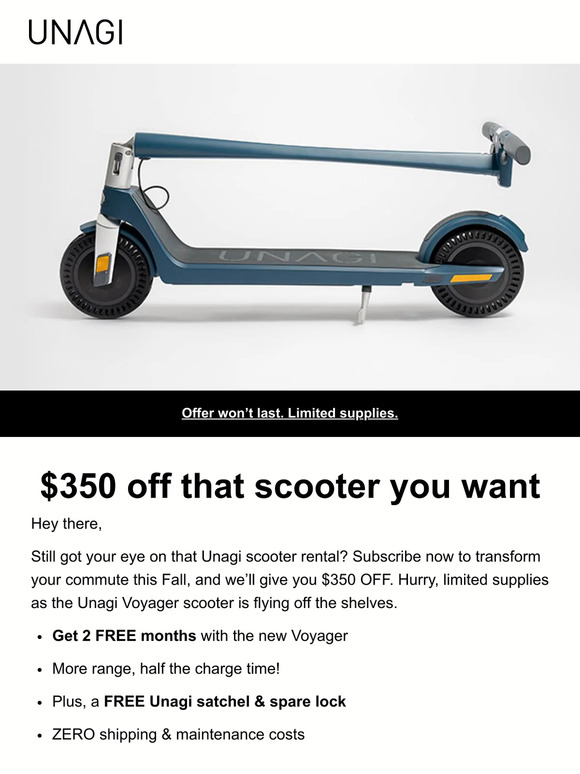 Unagi Scooters: 😎 $350 OFF THAT SCOOTER YOU WANT! (NOT KIDDING) | Milled