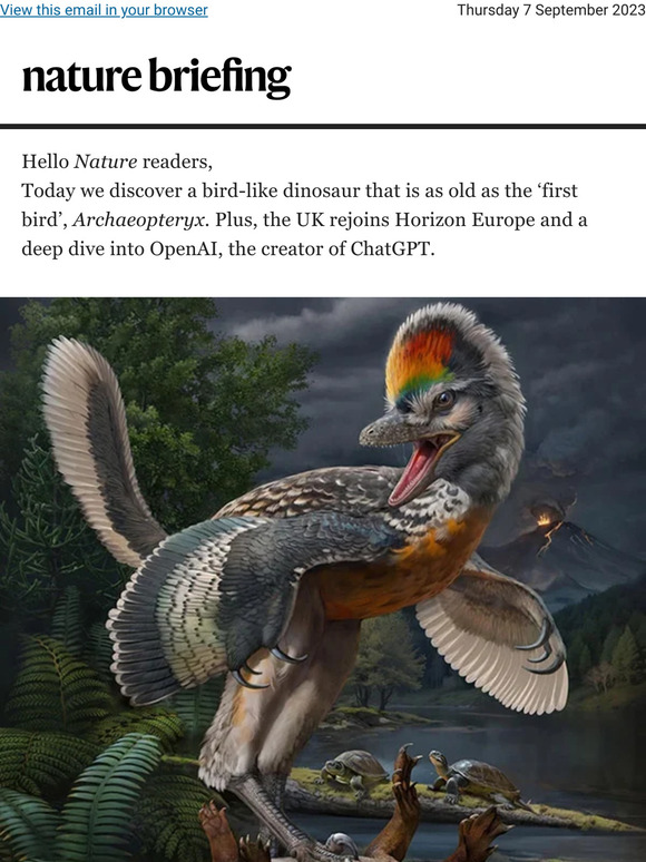 Nature: Bird-like dinosaur is as old as the ‘first bird’, Archaeopteryx ...
