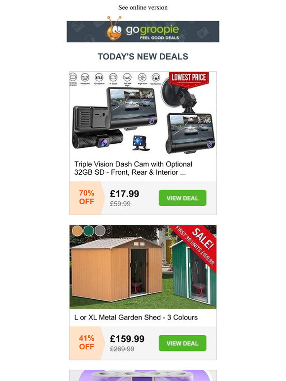 Go Groopie: 🔻 LOWEST PRICE: Triple Vision Dash Cam £17.99! XL Metal ...