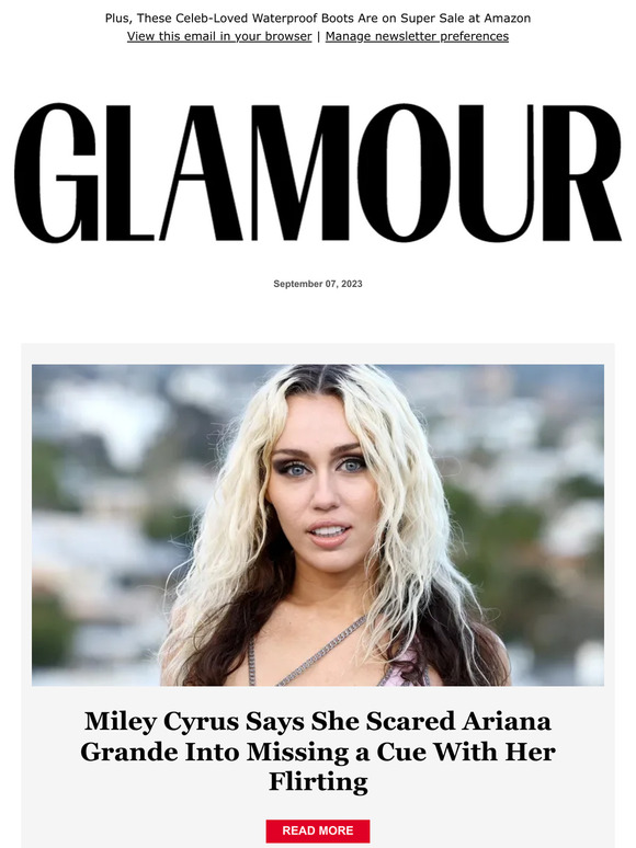 Glamour: Miley Cyrus Says She Scared Ariana Grande Into Missing a Cue ... Glamour: Miley Cyrus Says She Scared Ariana Grande Into Missing a Cue ...
