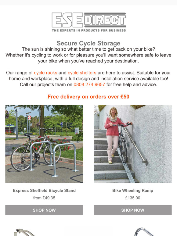 ESE Direct: Cycle Racks, Ramps & Shelters | Milled