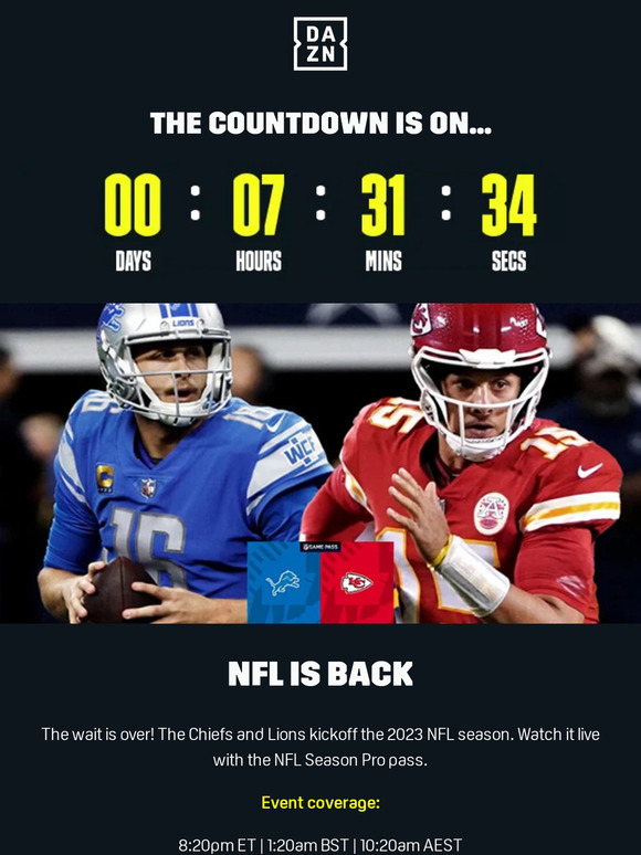 DAZN: —, the wait is over. NFL is back. | Milled