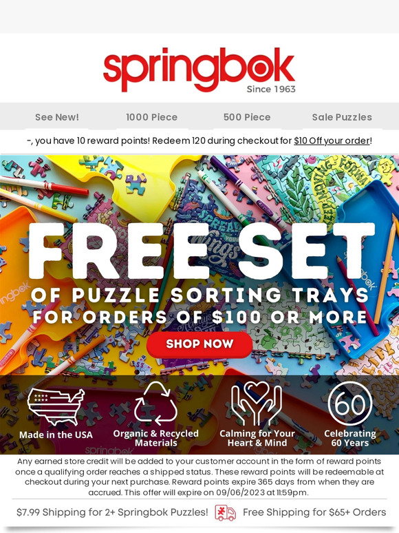 Springbok Puzzles: Get a Free Puzzle Sorting Tray Set with Orders of ...