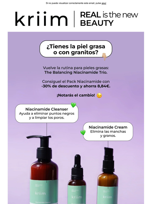 kriim ES: Rutina Niacinamide para equilibrar la piel | Milled