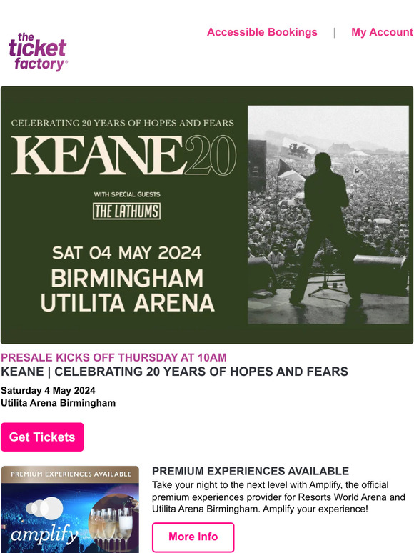 The Ticket Factory: Keane | Celebrating 20 Years of Hopes And Fears 🎫• Presale kicks off ...