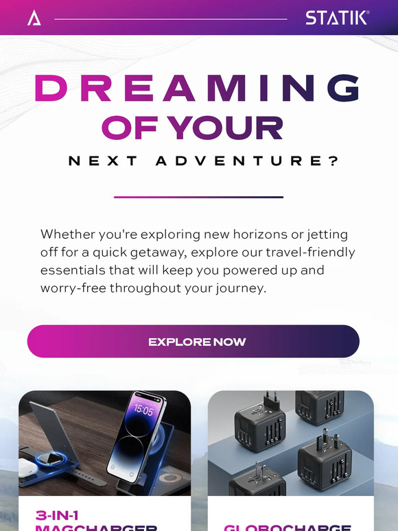 Statik: Escape with Ease: Travel-Ready Charging Products | Milled