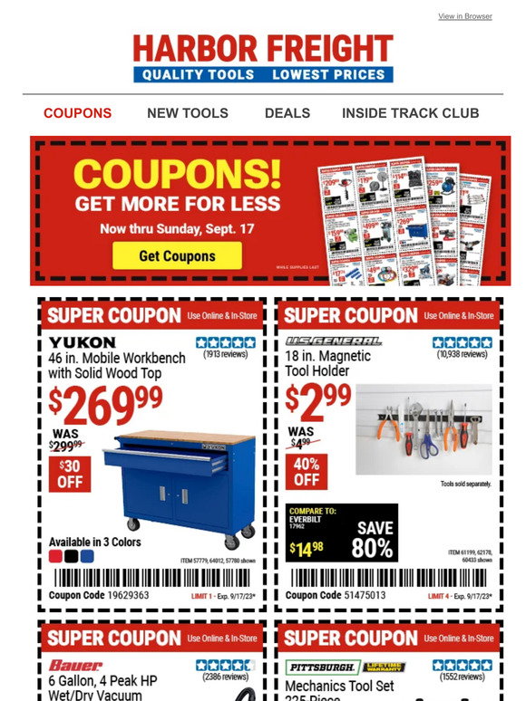 Harbor Freight: Valued Customer, Don’t Miss these NEW Deals! | Milled