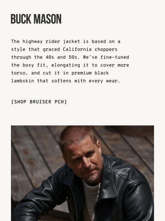 Buck Mason: Back In Stock: The Bruiser PCH Jacket | Milled