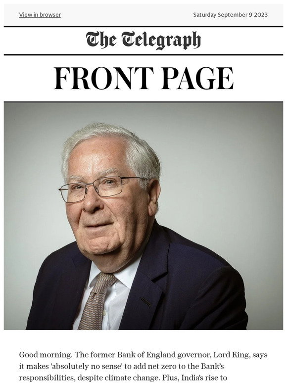 The Telegraph: Net zero obsession ‘fuels inflation’: Bank ex-governor ...