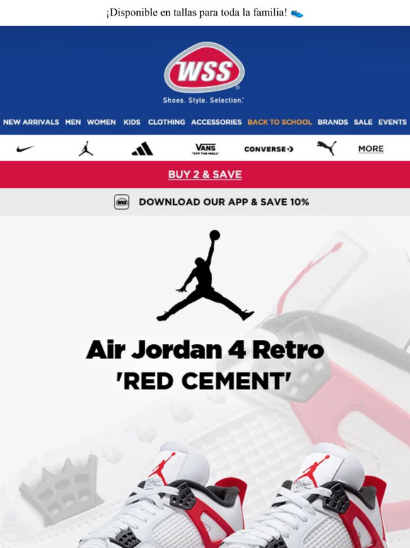 WSS: Air Jordan 4 Retro 'Red Cement' | Available in full-family sizing ...