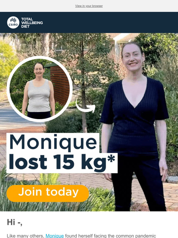 CSIRO Total Wellbeing Diet: 15 kg* lost! See how Monique achieved her ...