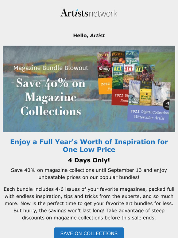 Artists Network: Magazine Bundle Blowout! Save 40% | Milled